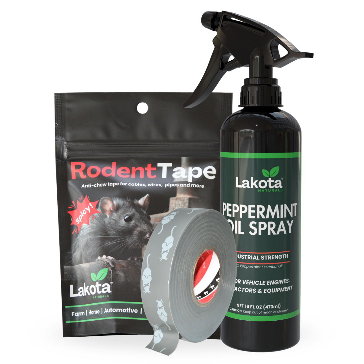 RODENT TAPE & PEPPERMINT OIL SPRAY WIRE PROTECTION KIT – Lakota Naturals